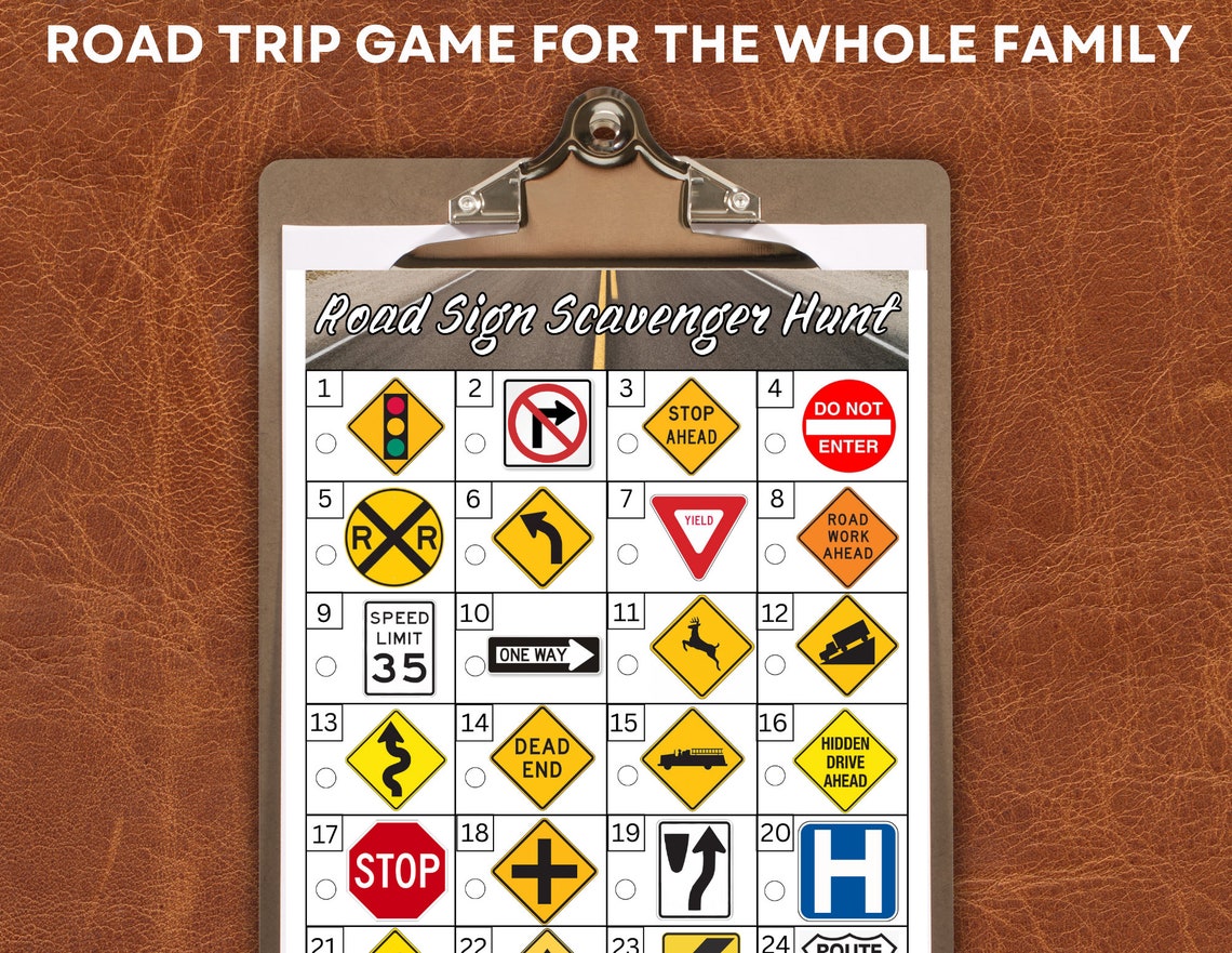 Road Signs Game, Car Games for Kids, Road Sign Scavenger Hunt for Kids ...
