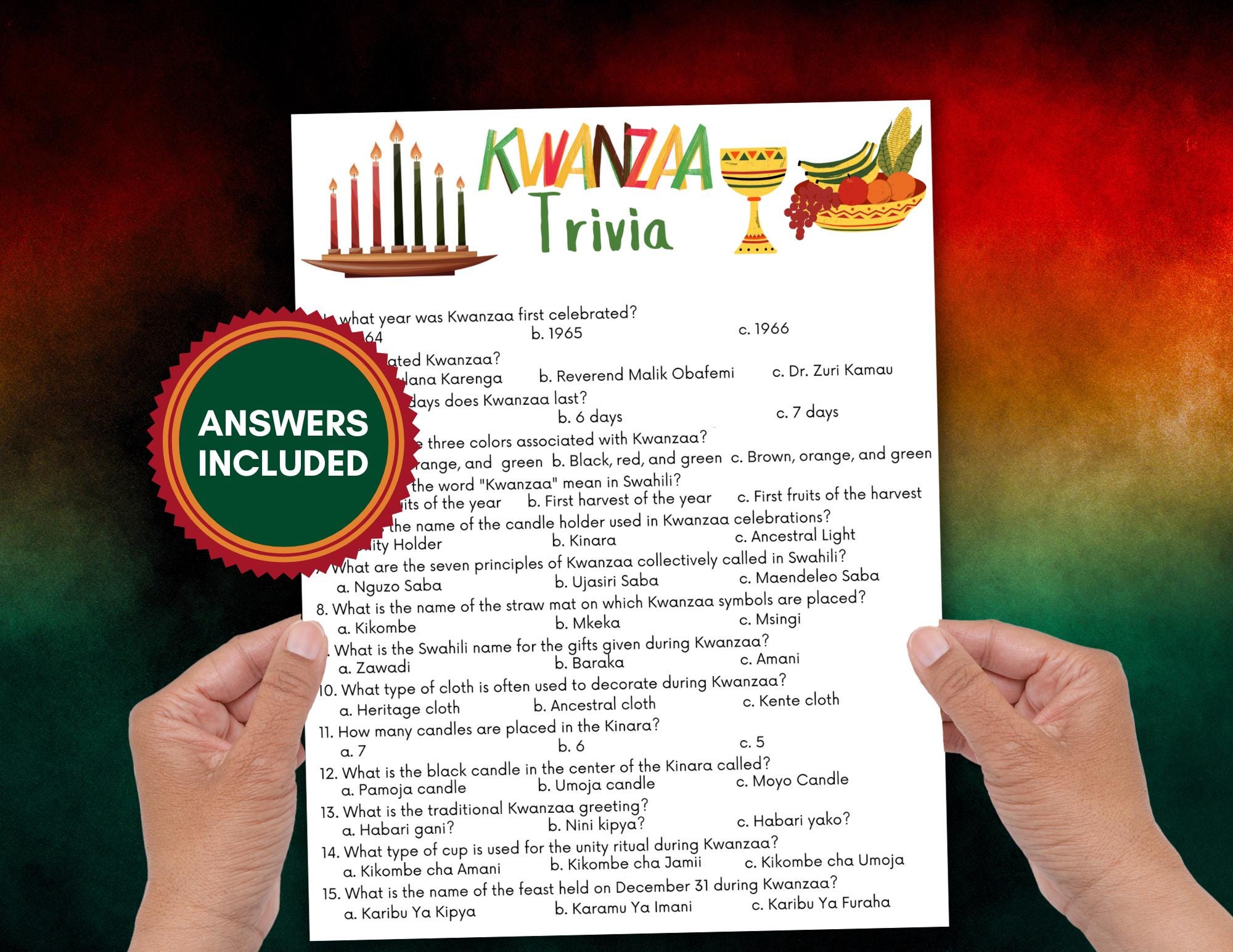 Kwanzaa Trivia, Kwanzaa History Quiz, Kwanzaa Facts and History ...
