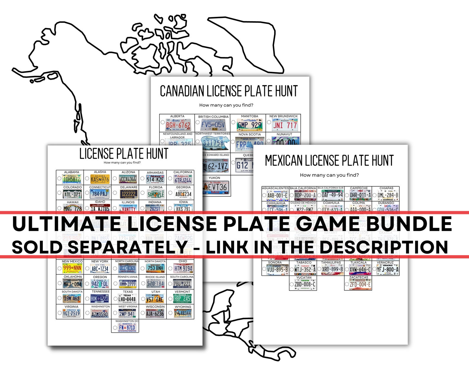 License Plate Game With Map - Road Trip Games - Printable License Plate ...