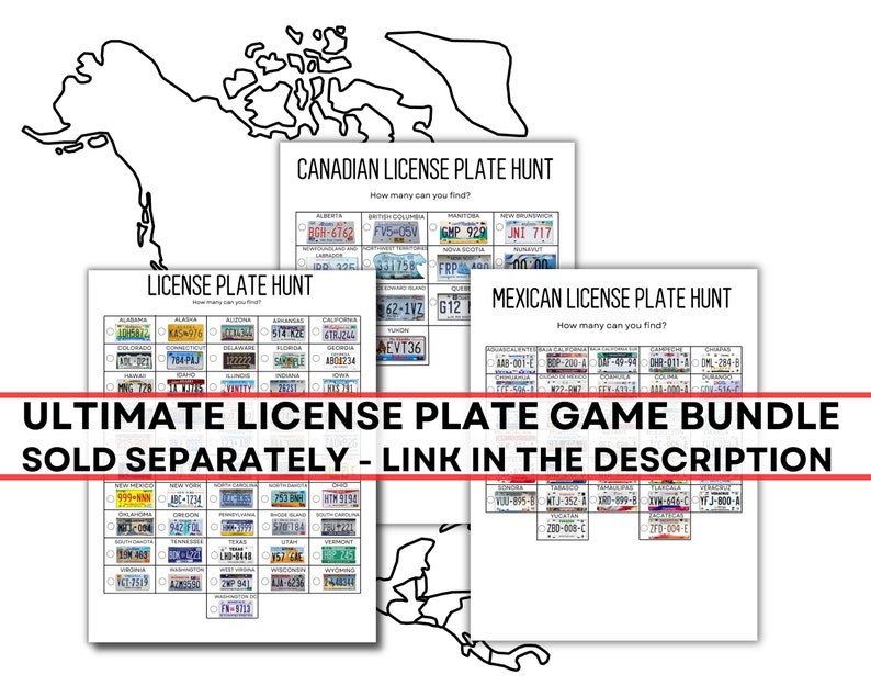 License Plate Game With Map - Road Trip Games - Printable License Plate ...