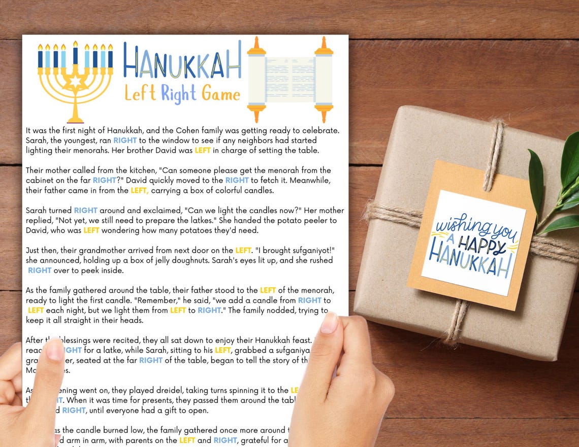 Hanukkah Left Right Game Printable, Hanukkah Pass the Present Game ...