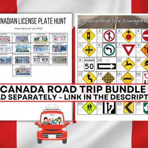 USA Road Trip Games Bundle - License Plate Game - Road Sign Scavenger ...