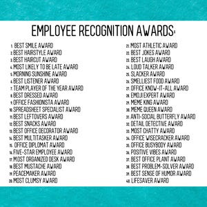 Fun Employee Appreciation Printable Awards, Fun Employee Recognition ...