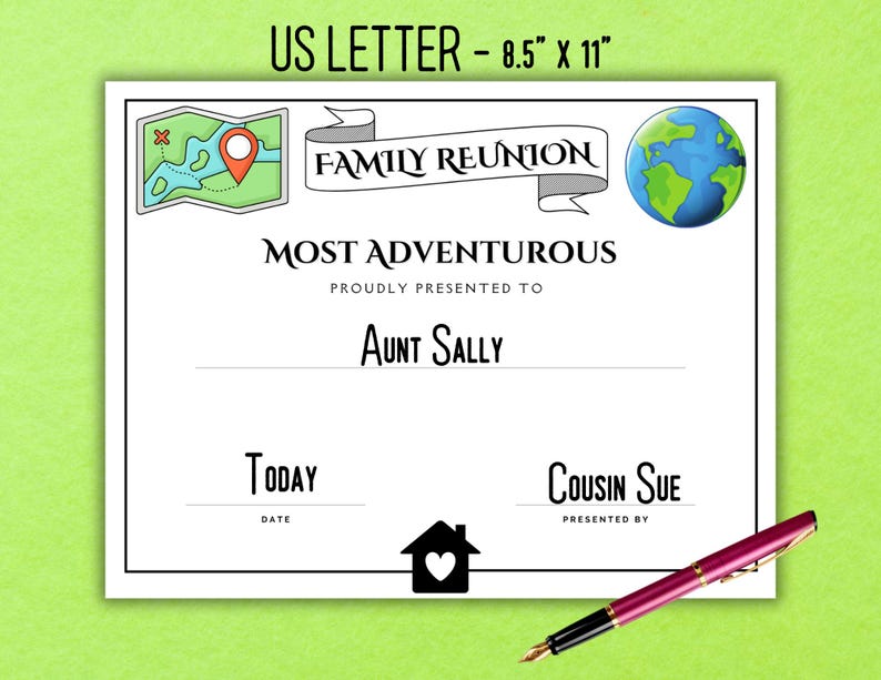 Fun Family Reunion Awards, Family Reunion Award Ideas, Family Reunion ...