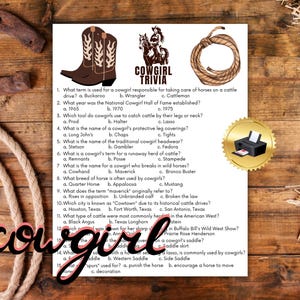 Cowgirl Trivia, Cowgirl Quiz, Cowgirl Facts, Cowgirl Party Game ...