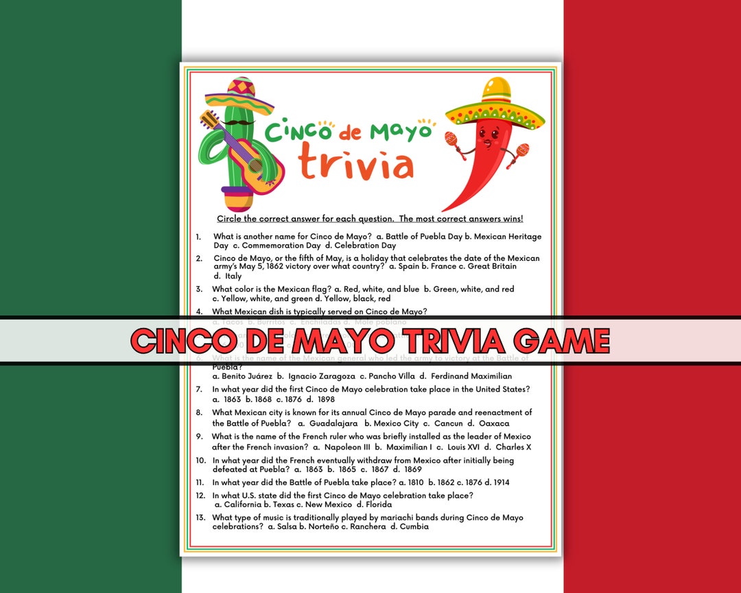 Cinco De Mayo Trivia Cinco De Mayo Facts Quiz Mexican History Quiz Cinco De Mayo History