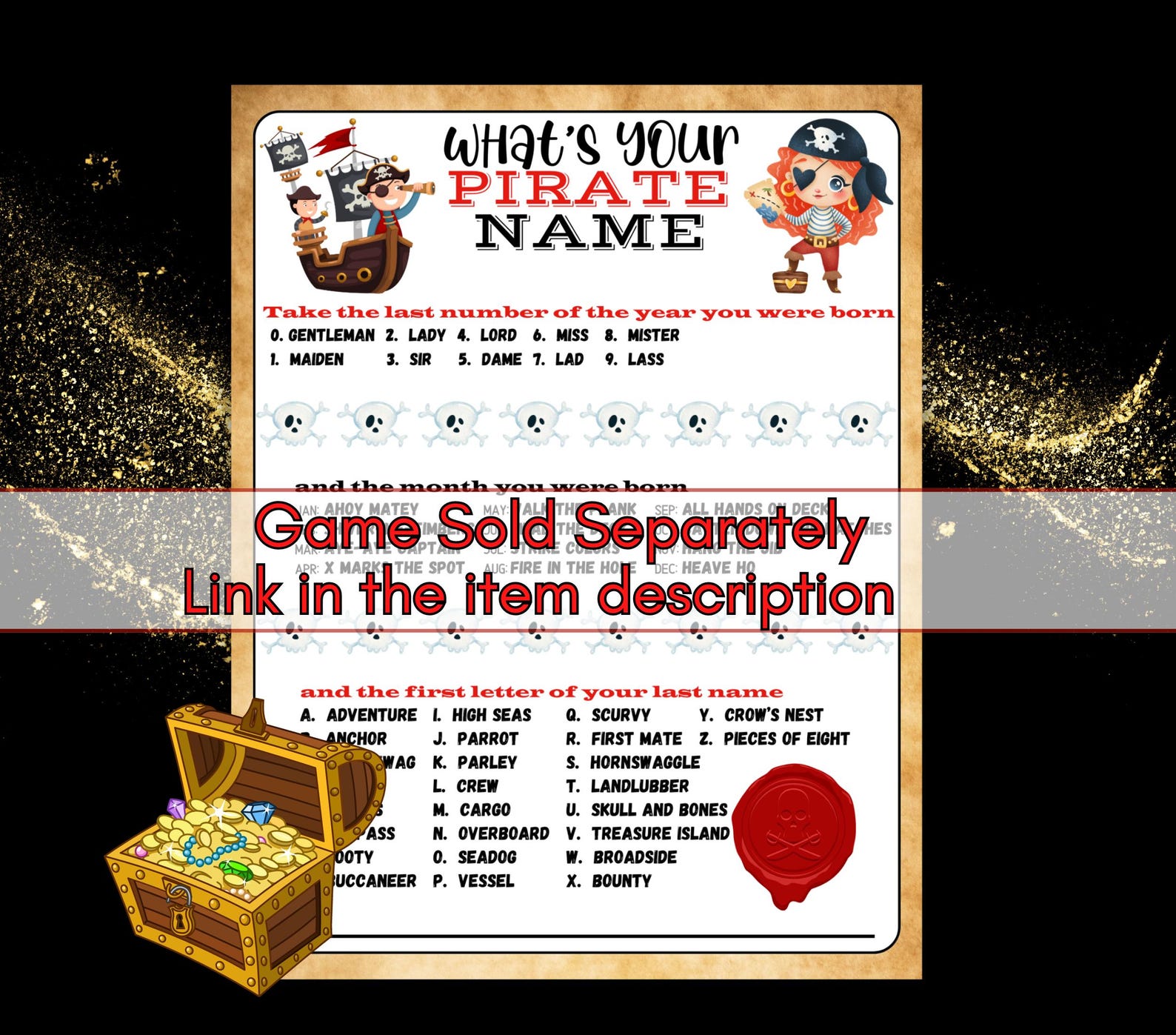 Pirate Trivia, Pirate Game, Pirate Themed Party Game, Pirate Halloween ...