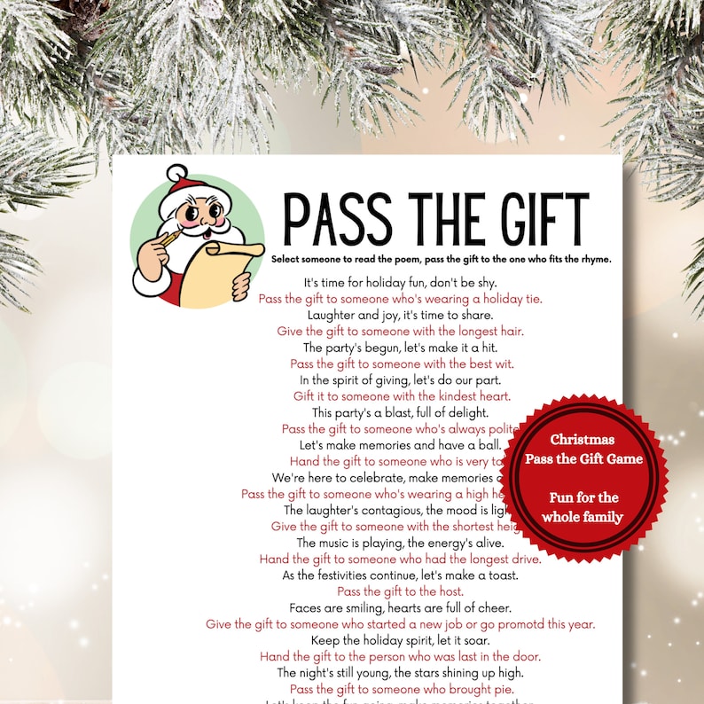Pass the Present Game, Christmas Party Game, Christmas Gift Exchange ...
