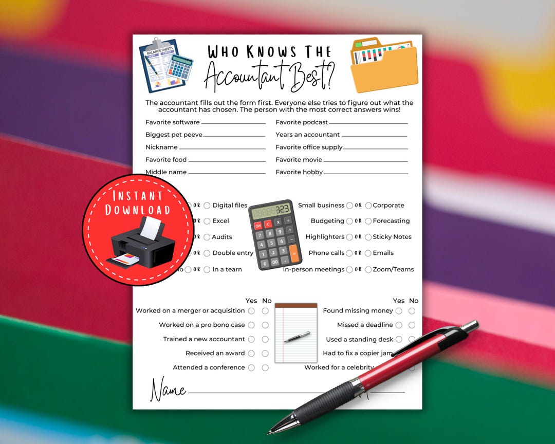 Who Knows the Accountant Best, Accountant Birthday Game, Accountant ...