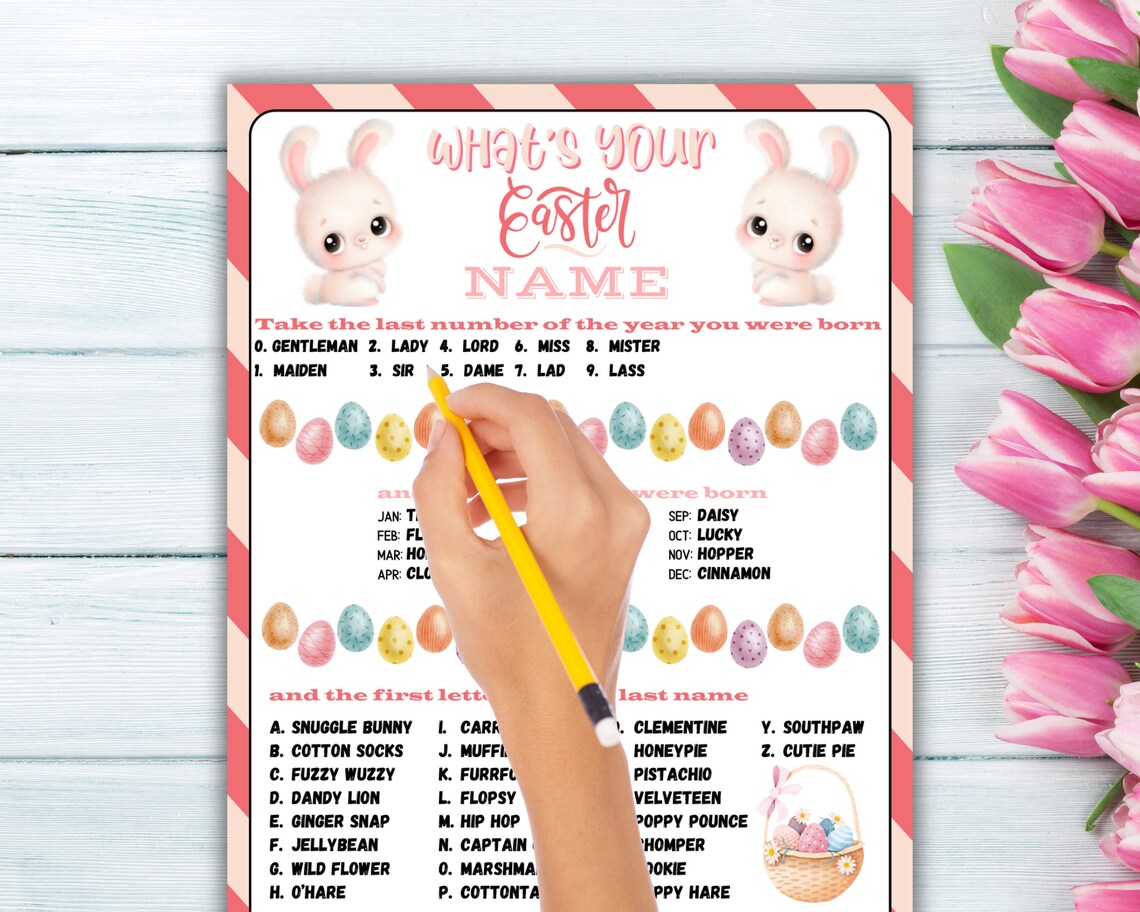 What's Your Easter Name, Easter Name Game, Easter Game for Kids, Easter ...