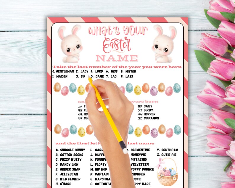 What's Your Easter Name, Easter Name Game, Easter Game for Kids, Easter ...