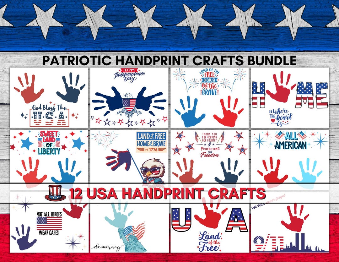 Patriotic Handprint Crafts, USA Handprint Crafts, Patriotic Preschool ...