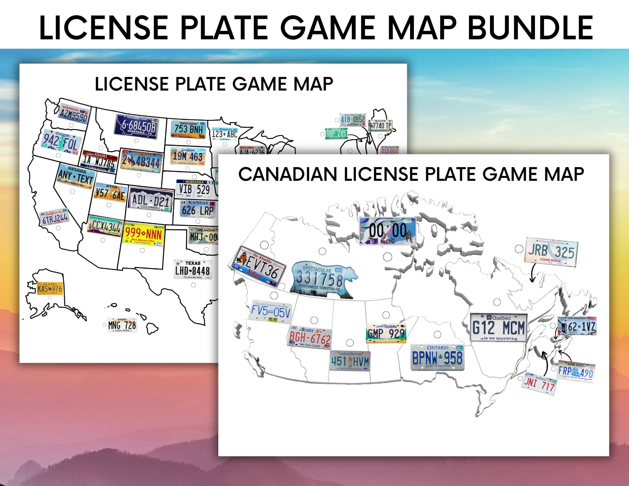 License Plate Game Map Bundle - License Plate Hunt Map Bundle ...