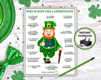 Who is Most Like a Leprechaun Game, St. Patrick's Day Party Game ...