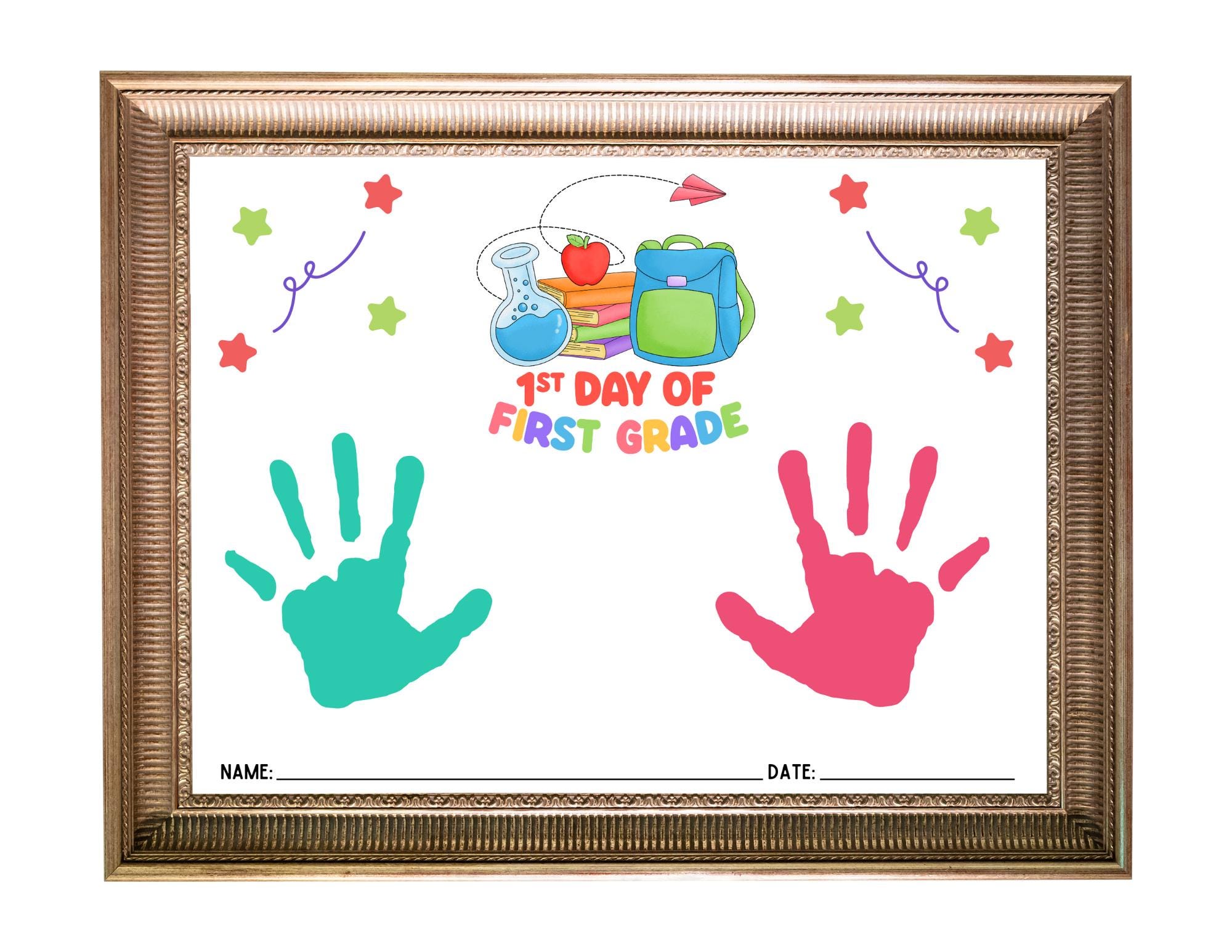 First Day of First Grade Handprint Craft, First Day of School Handprint ...