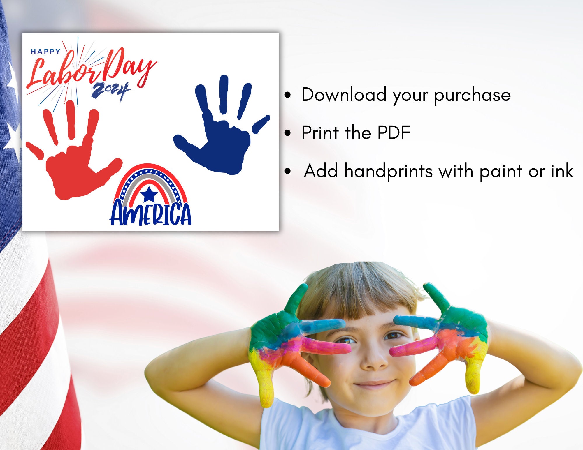 Labor Day Handprint Craft, Labor Day 2024, Labor Day Craft, Labor Day ...