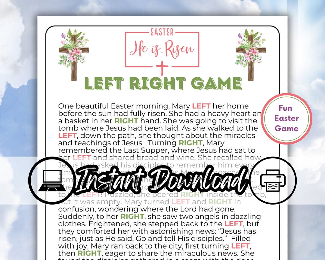 Easter Left Right Game, Left Right Game Easter, Religious Easter Game ...