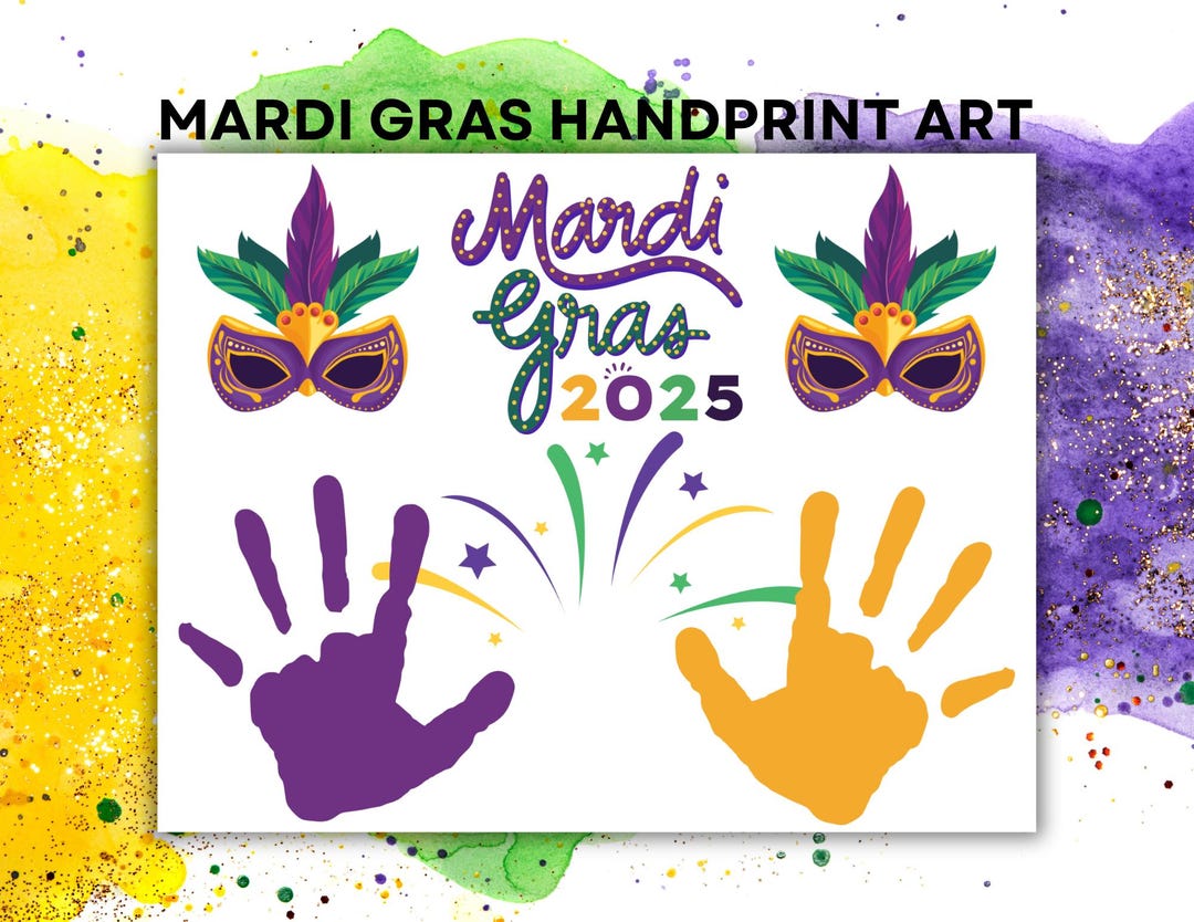 Mardi Gras Handprint Craft, Mardi Gras Craft, Mardi Gras Keepsake ...