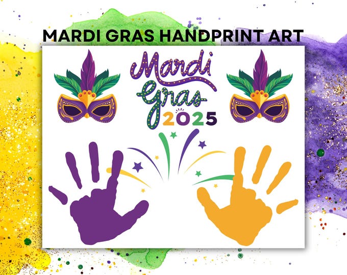 PRINTABLE Mardi Gras Handprint Art Craft for Kids, Good Times Roll ...