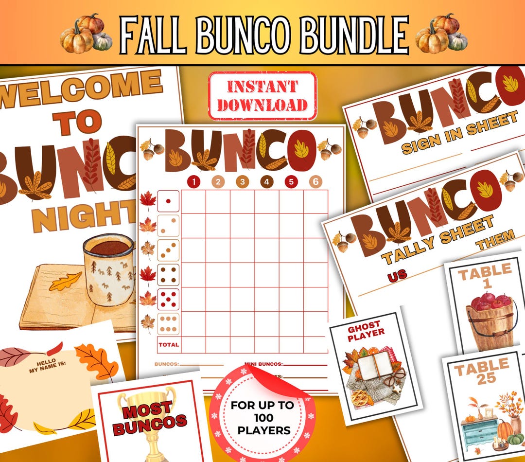 Fall Bunco Game, Autumn Dice Game, Fall Bunco Party, Autumn Bunco Score ...