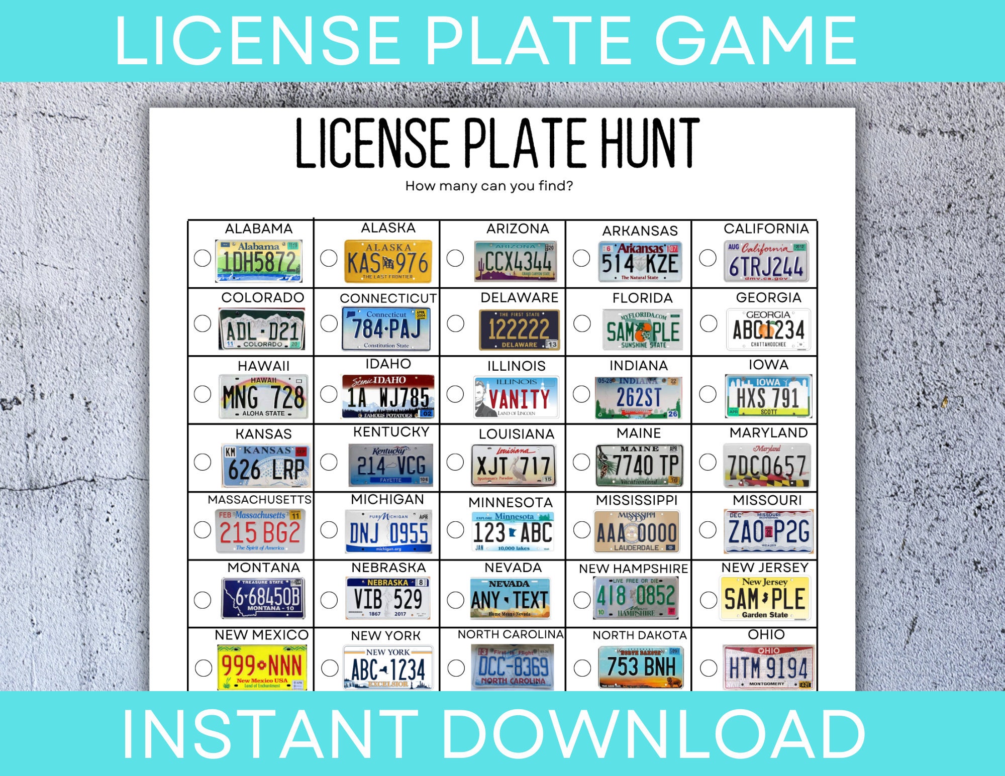 Road Trip Games - License Plate Game-make My Drive Fun - Kids Road Trip ...