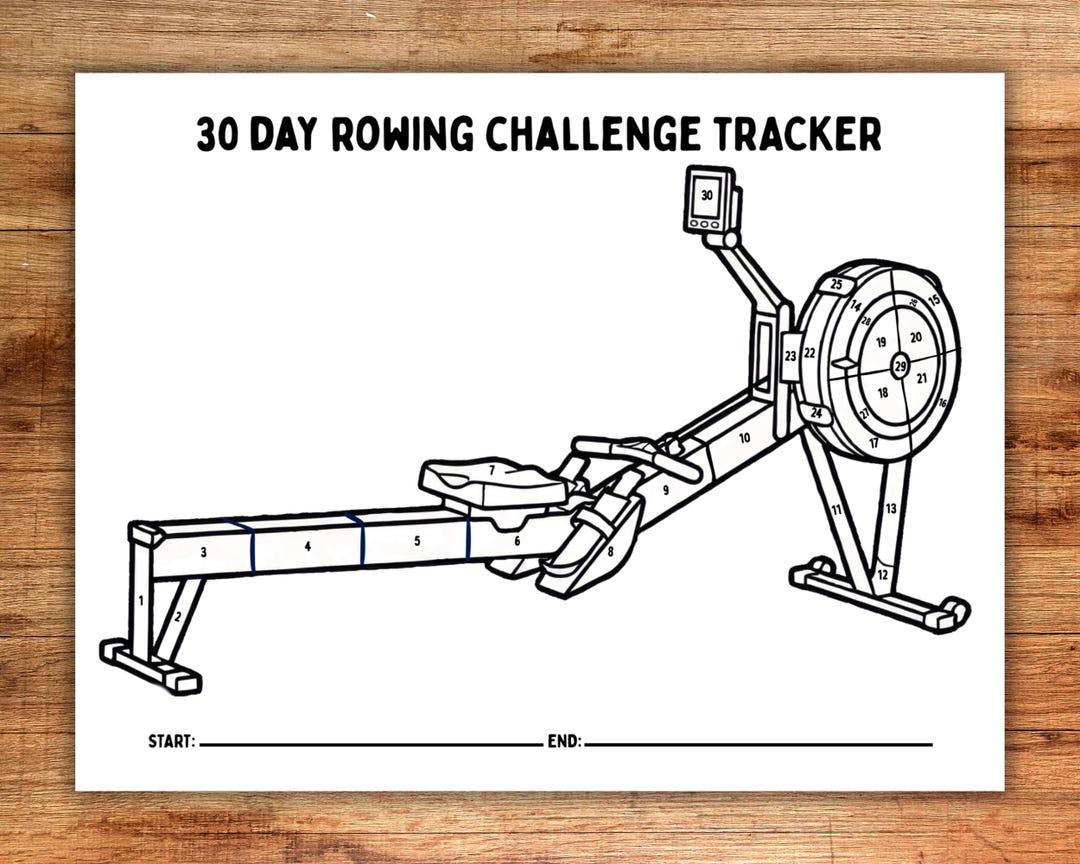 30 Day Rowing Challenge Tracker Printable | Rowing Machine Workout ...