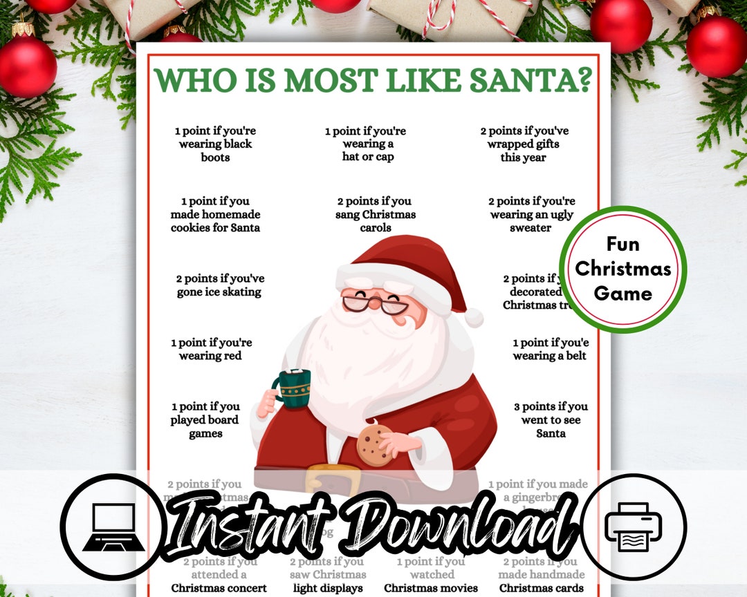 Who is Most Like Santa, Christmas Party Game, Christmas Mix and Mingle ...
