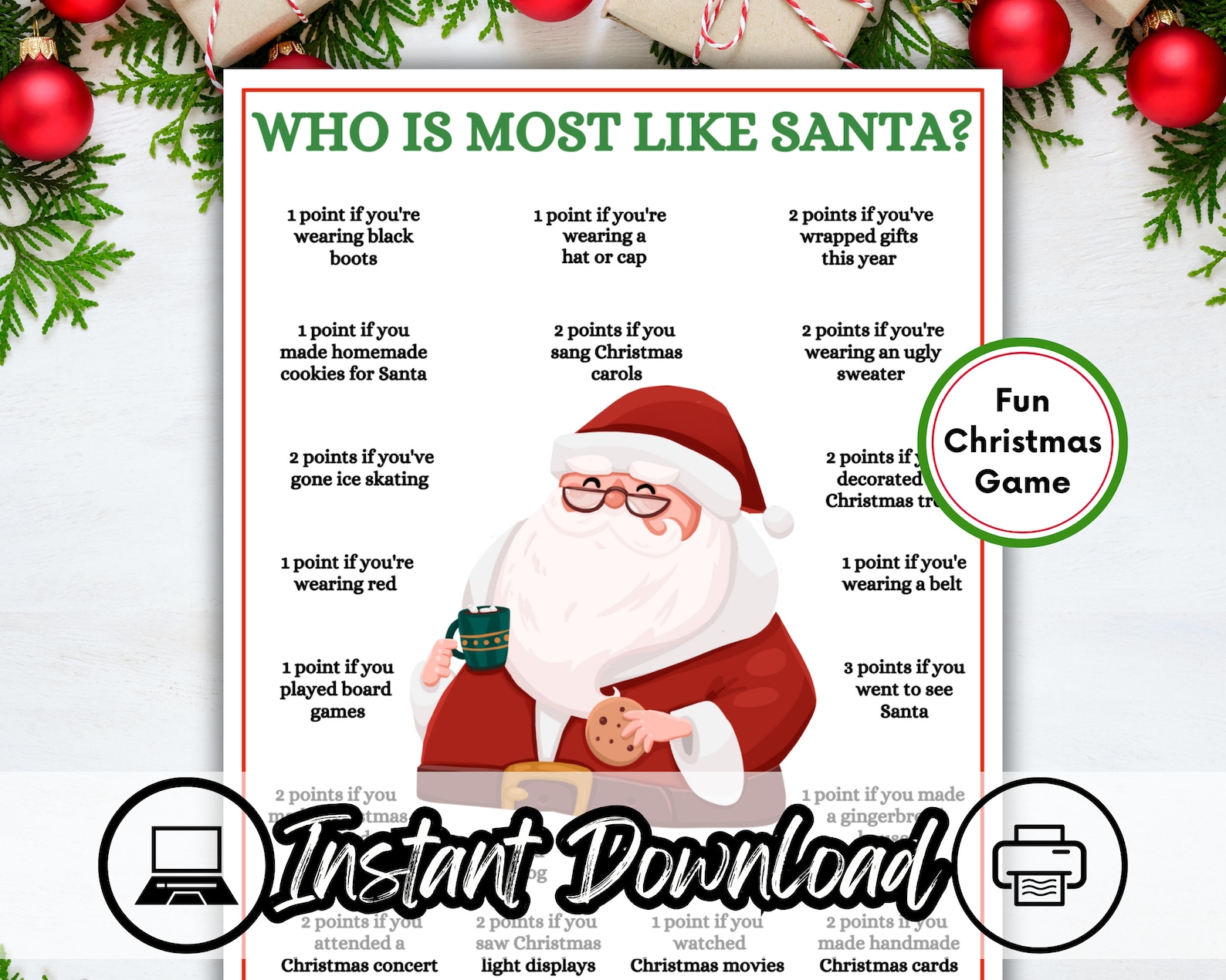 Who is Most Like Santa, Christmas Party Game, Christmas Mix and Mingle ...