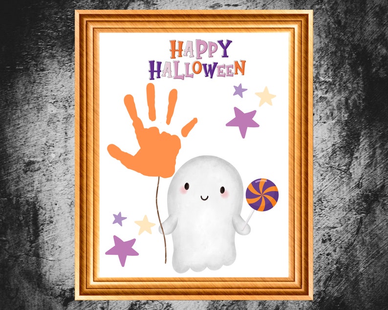 Ghost Halloween Handprint Craft, Halloween Preschool Craft, Halloween ...