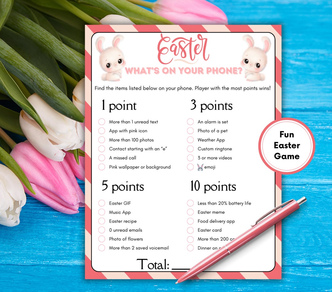 Easter What's on Your Phone, Easter Games, Easter Printable Game ...