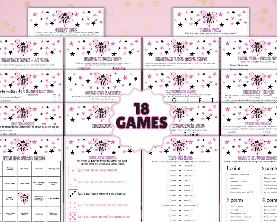 Sweet 16 Games, Sweet 16 Birthday Party Game, Teen Birthday Games ...