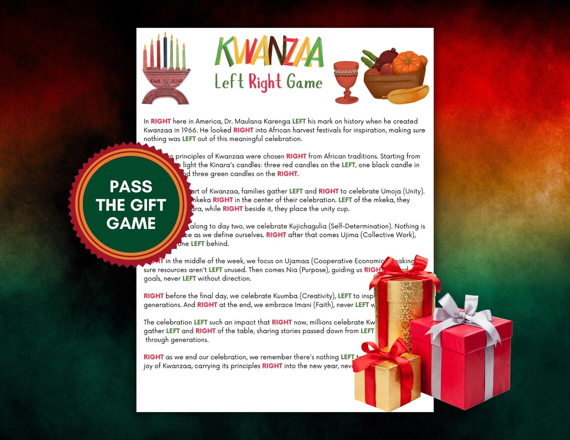 Kwanzaa Left Right Game, Kwanzaa Pass the Gift Game, Kwanzaa Left Right ...