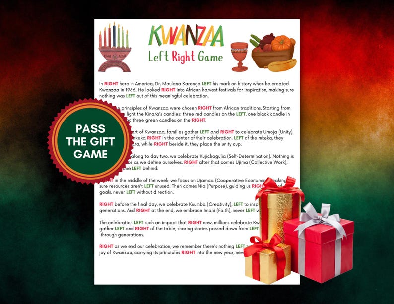 Kwanzaa Left Right Game, Kwanzaa Pass the Gift Game, Kwanzaa Left Right ...