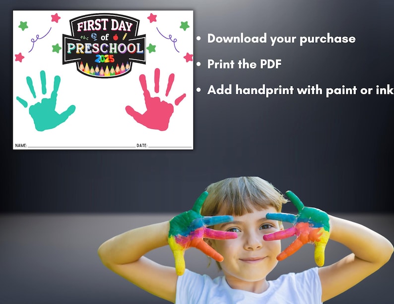 First Day of Preschool Handprint Craft, First Day of Preschool Craft ...