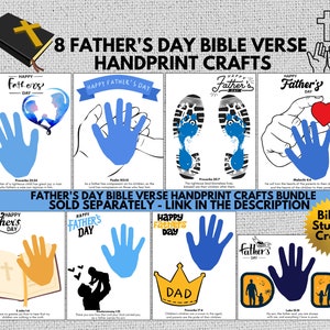 Bible Verse Father's Day Craft, Father's Day Handprint Craft, Sunday ...