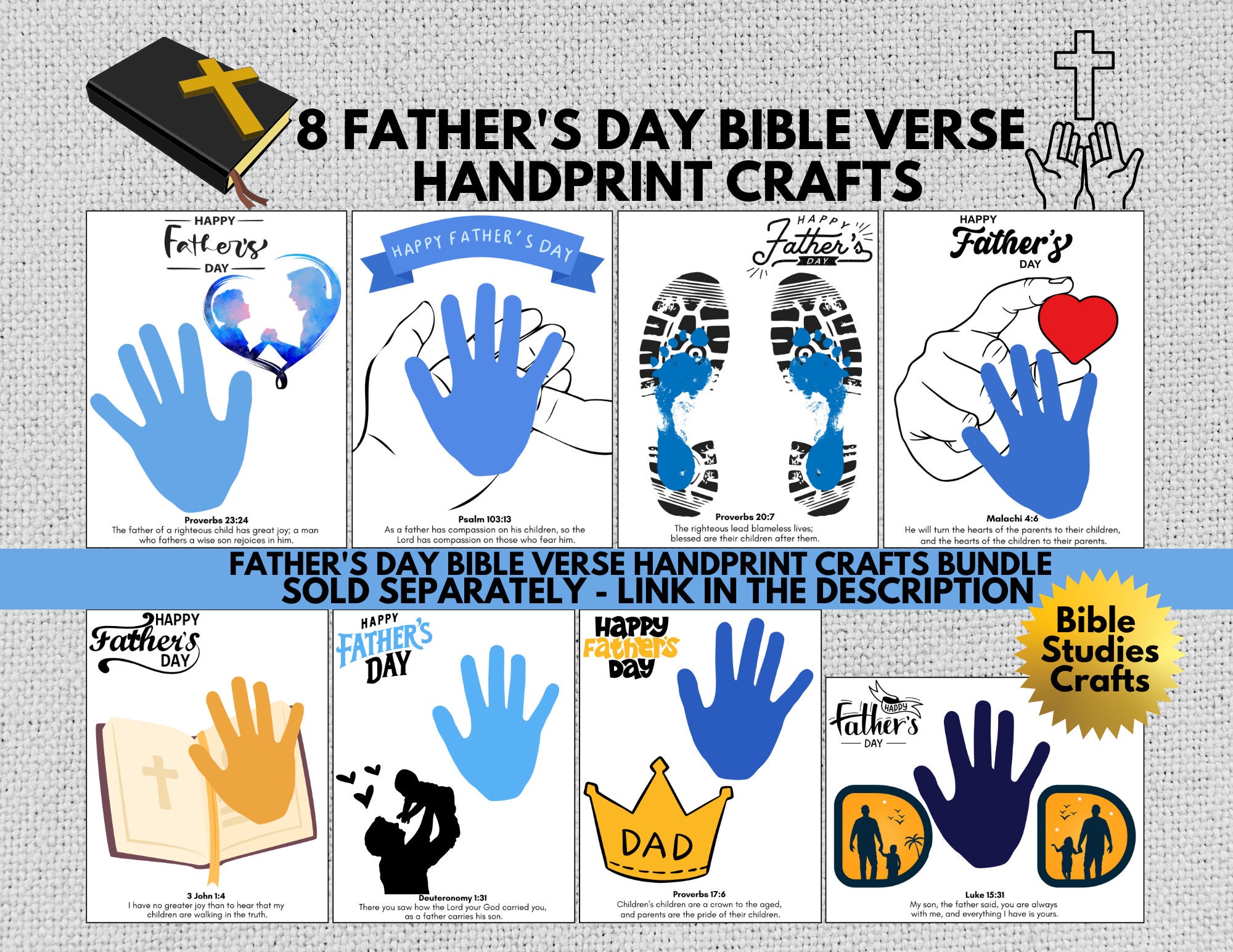 Bible Verse Father's Day Craft, Father's Day Handprint Craft, Sunday ...