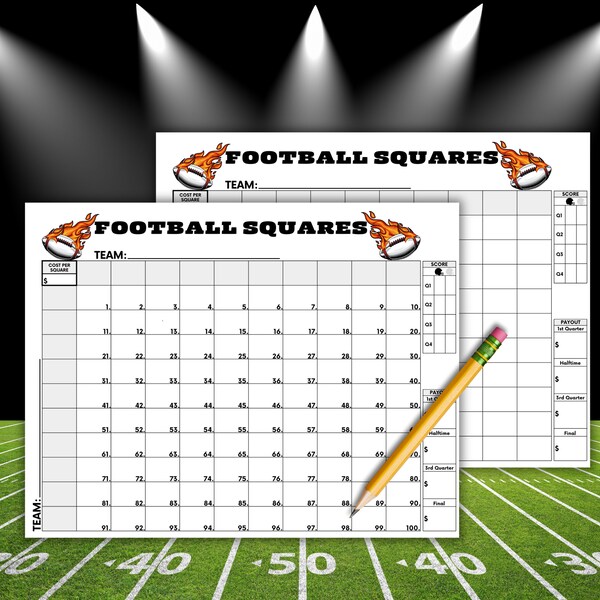 Free Football Squares Printable - Etsy