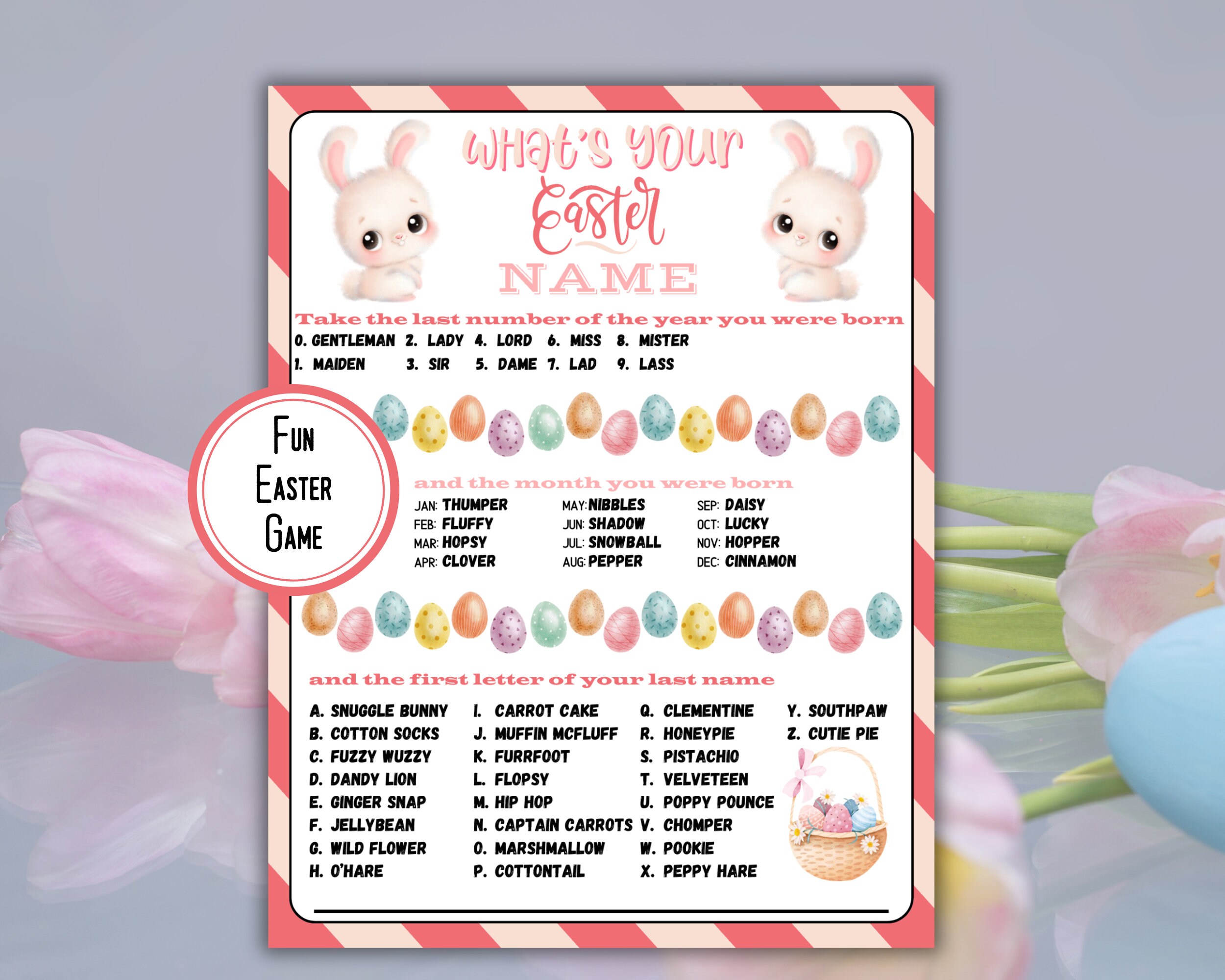 What's Your Easter Name, Easter Name Game, Easter Game for Kids, Easter ...