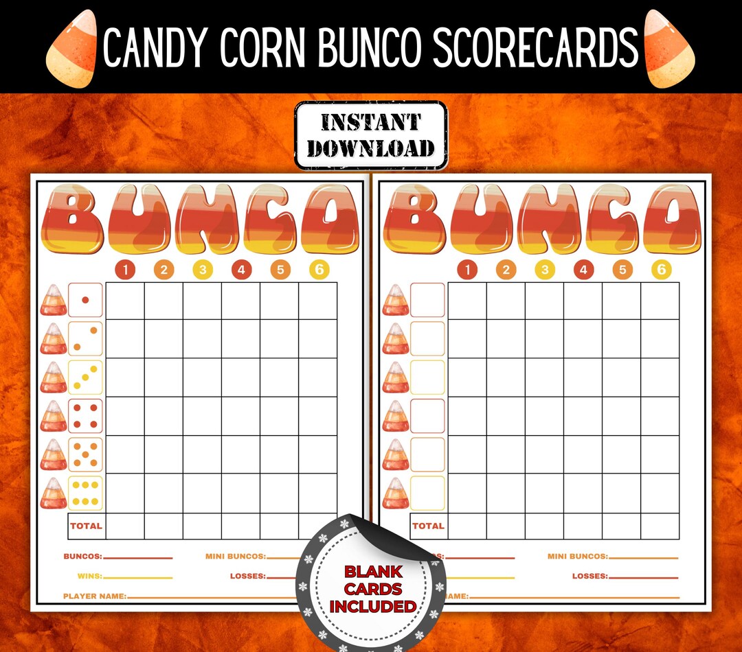 Halloween Bunco Scorecards, Candy Corn Bunco Scoresheets, Halloween ...