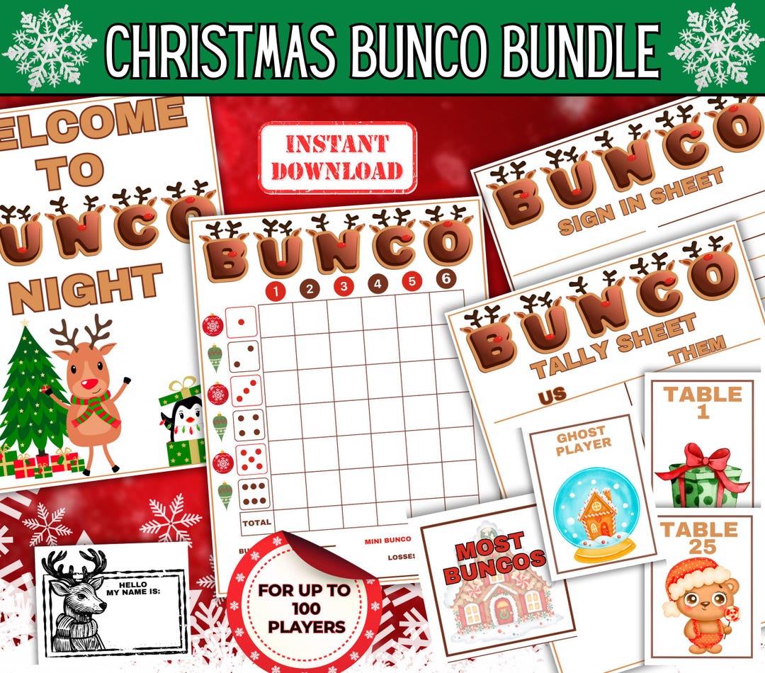 Christmas Bunco Game, Reindeer Dice Game, Christmas Bunco Party ...