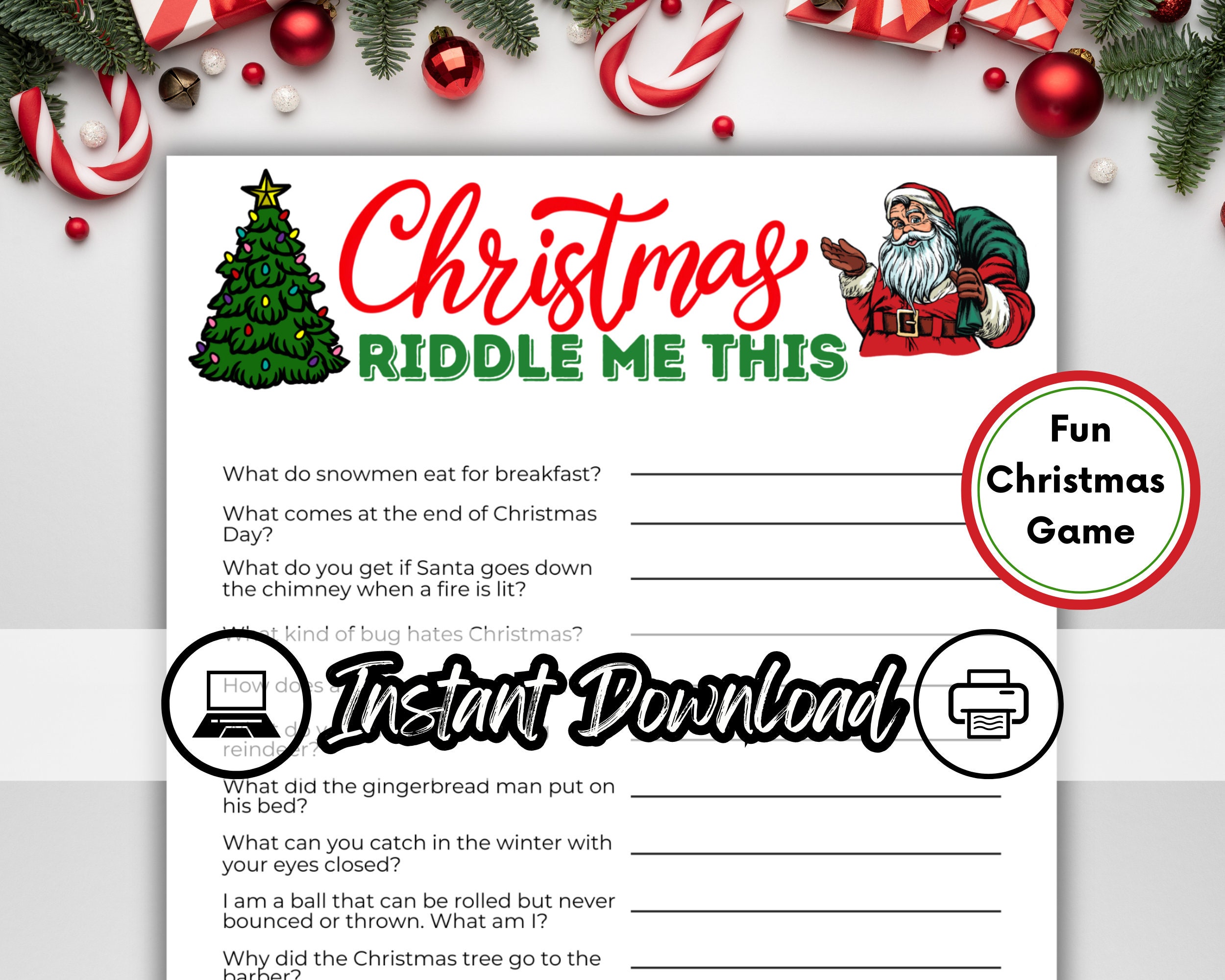 Christmas Riddle Me This, Christmas Riddles, Fun Christmas Game for ...