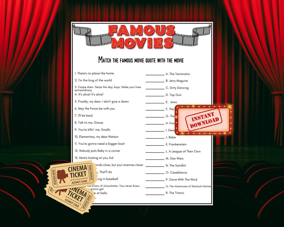 Famous Movie Quotes, Movie Quotes Printables, Movie Lines Quiz, Best ...
