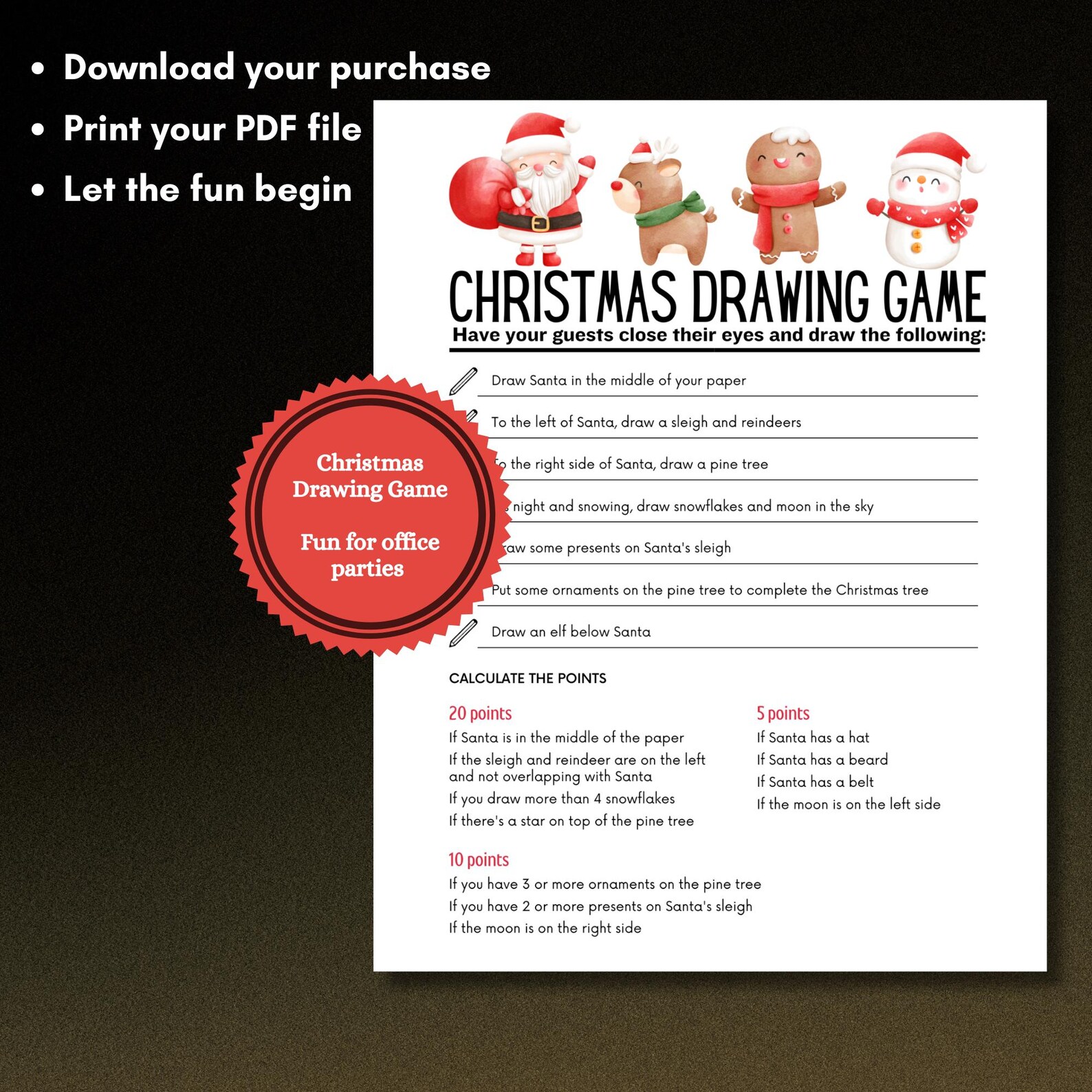 Christmas Drawing Game, Christmas Drawing Challenge, Christmas Game for ...