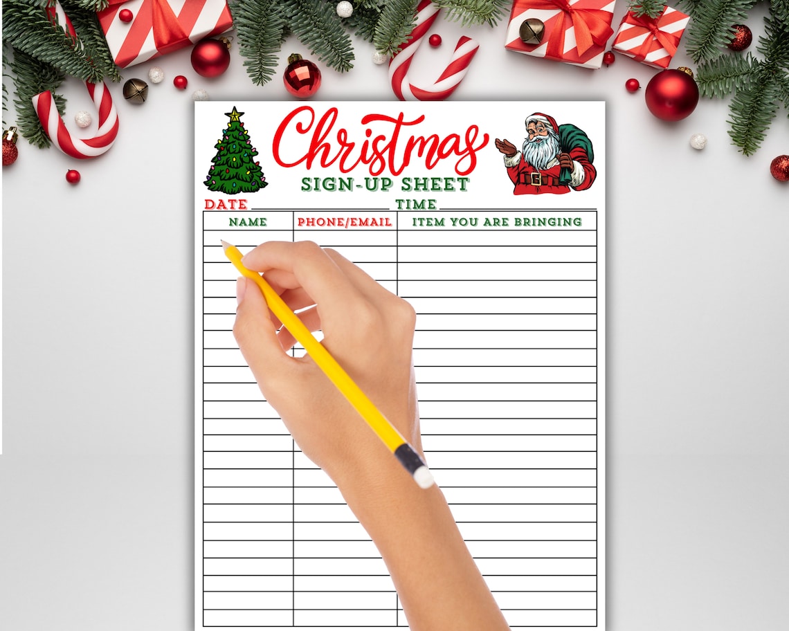 Christmas Potluck Sign up Sheet, Christmas Potluck, Potluck Sign up ...