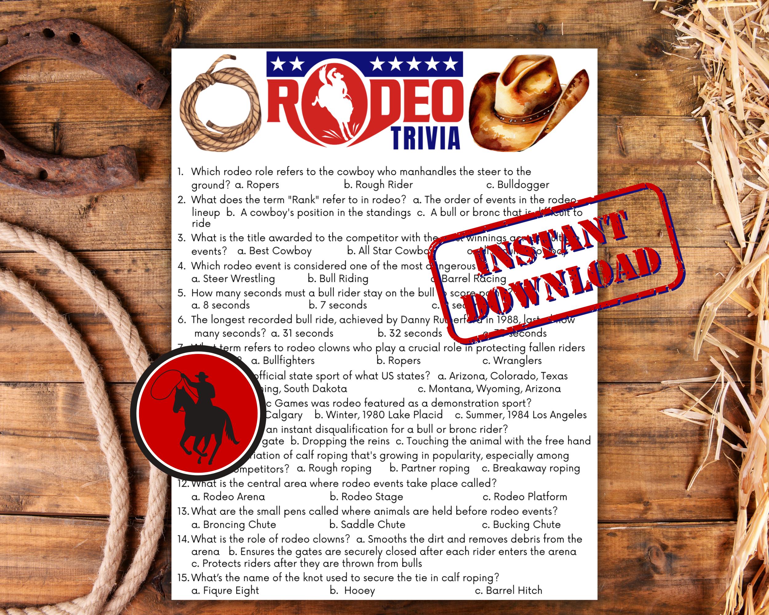 Rodeo Trivia, Rodeo Themed Party, Rodeo Party Games, Rodeo Facts ...