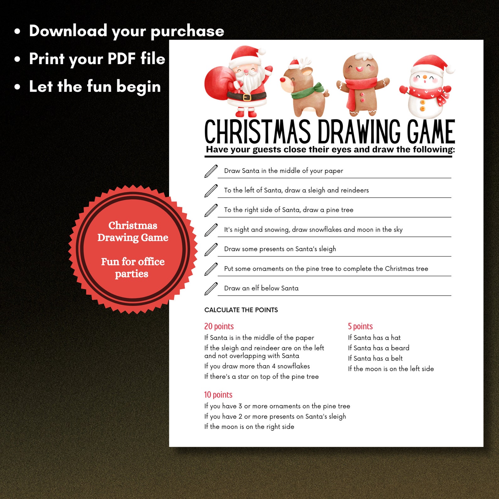 Christmas Drawing Game, Christmas Drawing Challenge, Christmas Game for ...