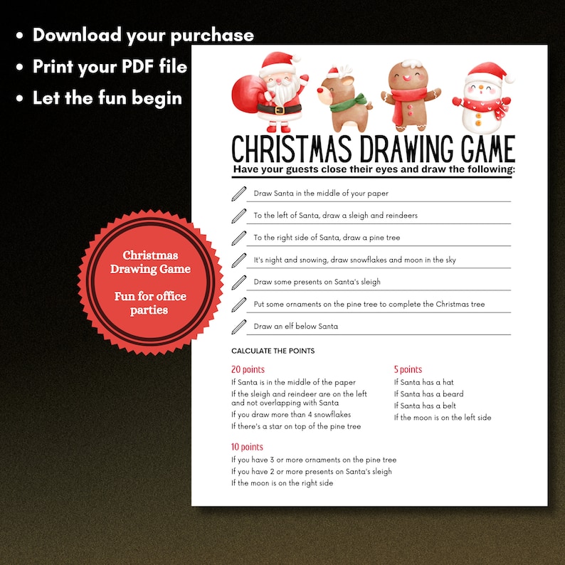 Christmas Drawing Game, Christmas Drawing Challenge, Christmas Game for ...