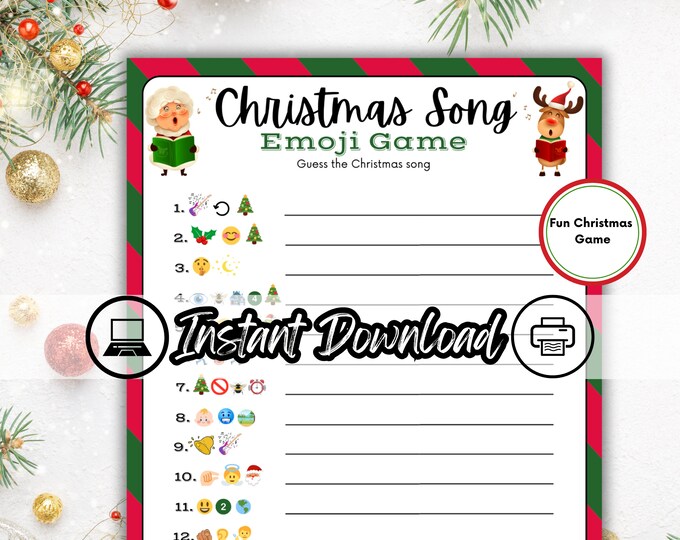 Christmas Song Emoji Quiz Game, Printable Family Activity (digital ...