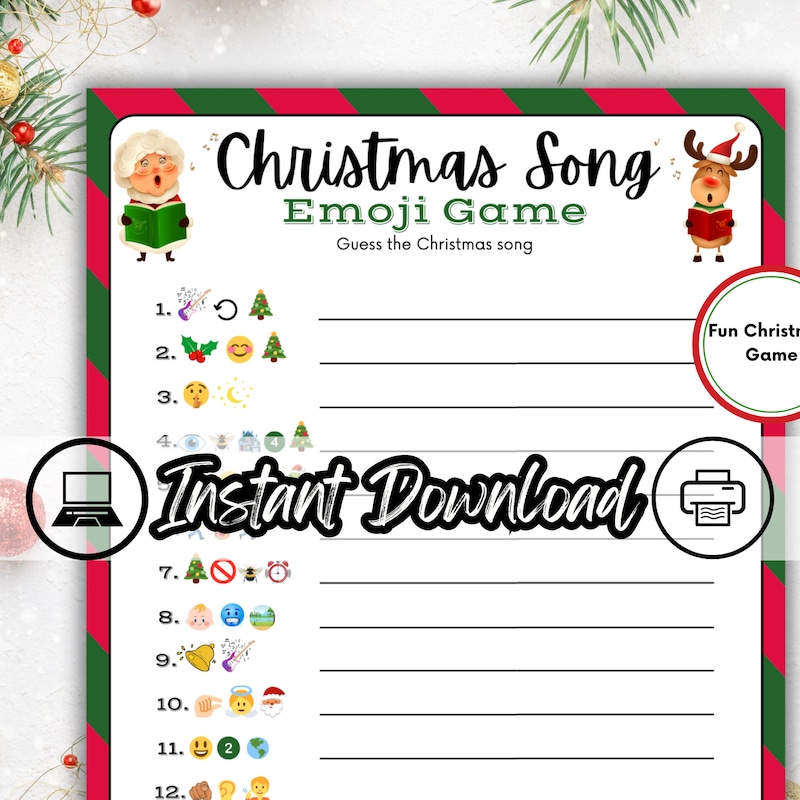 Christmas Song Emoji Game - Etsy