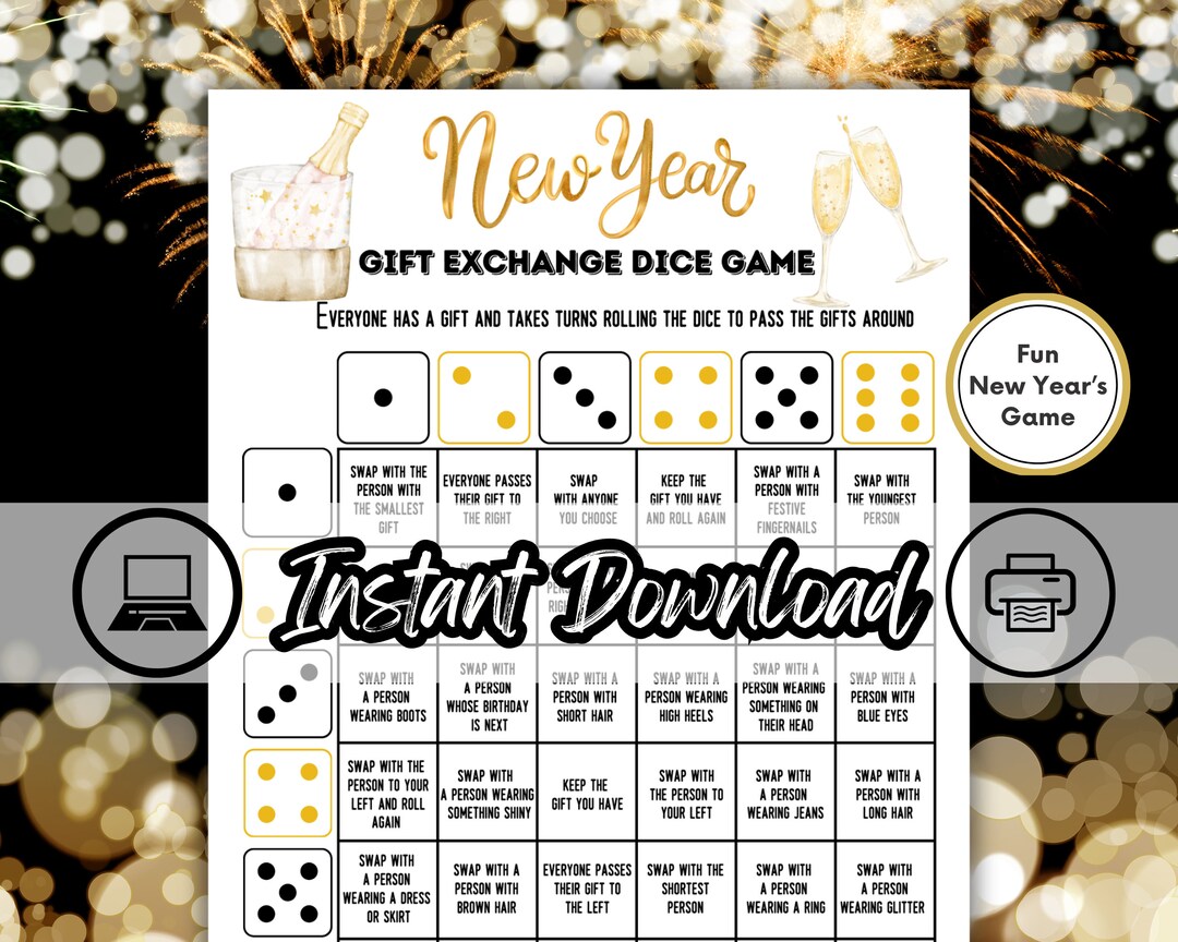New Years Gift Exchange Dice Game, New Years Gift Exchange Game, New ...